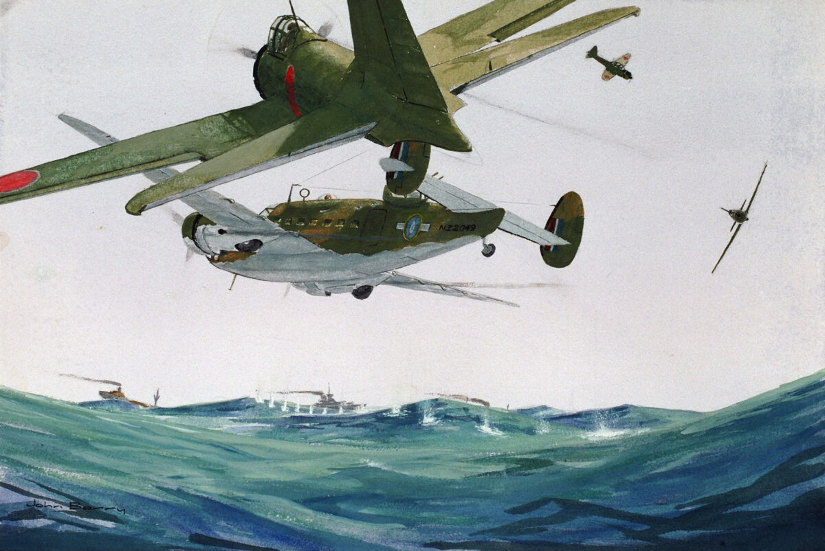 Hudson under attack - Air Force Museum of New Zealand