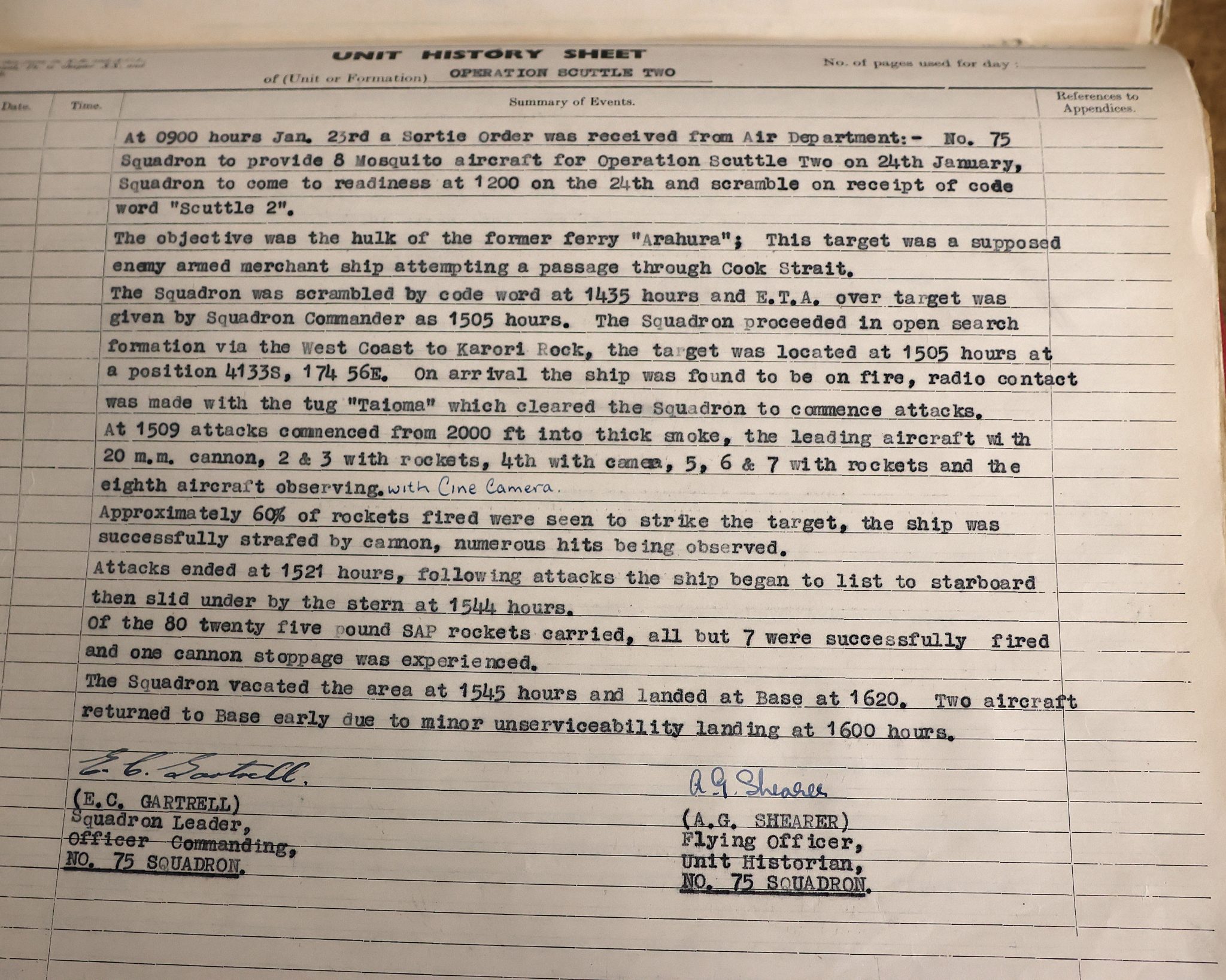 Operation Scuttle 2: Sink the Arahura! - Air Force Museum of New Zealand