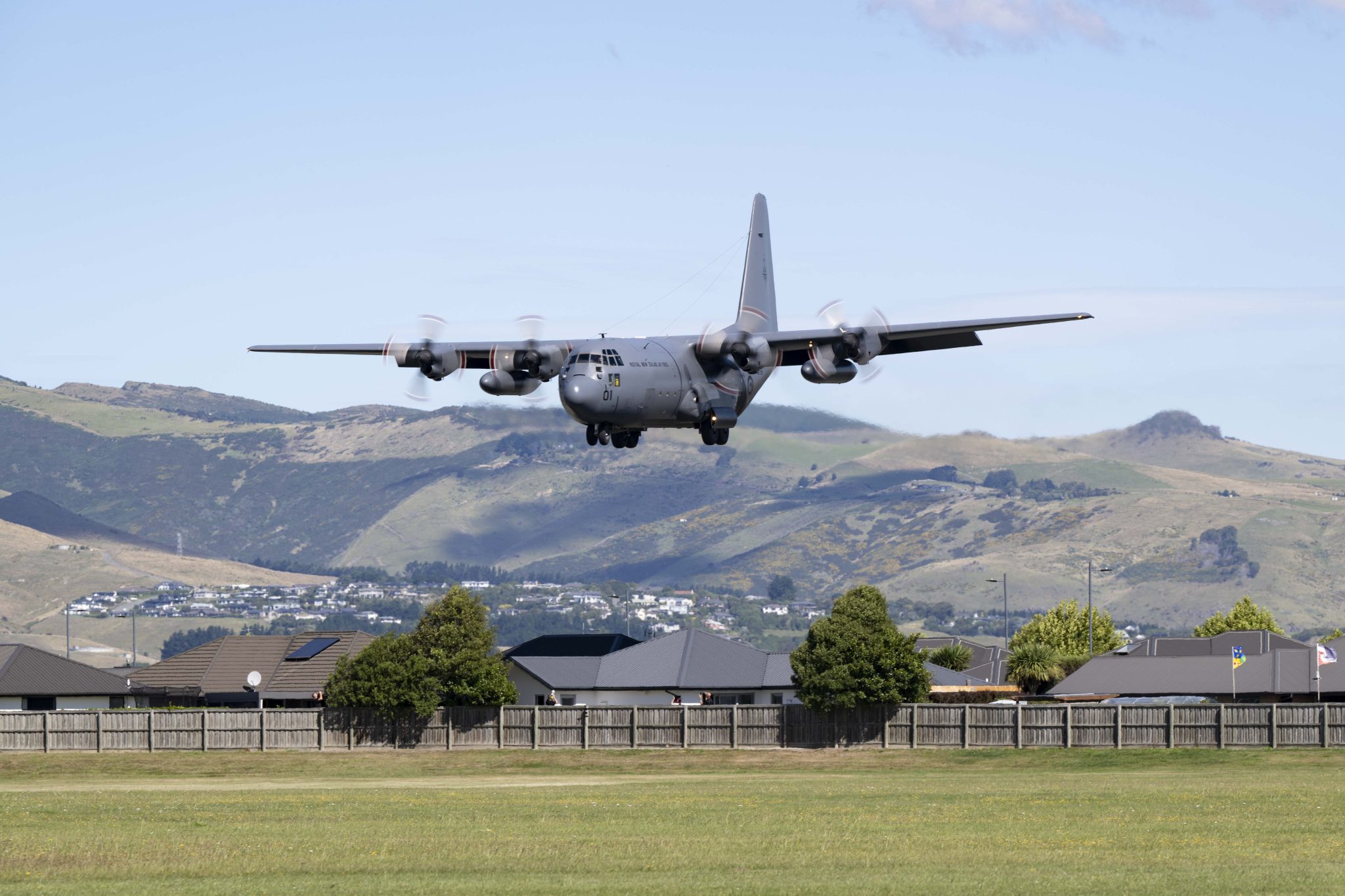 Mighty Hercules NZ7001 lands at Wigram - Air Force Museum of New Zealand